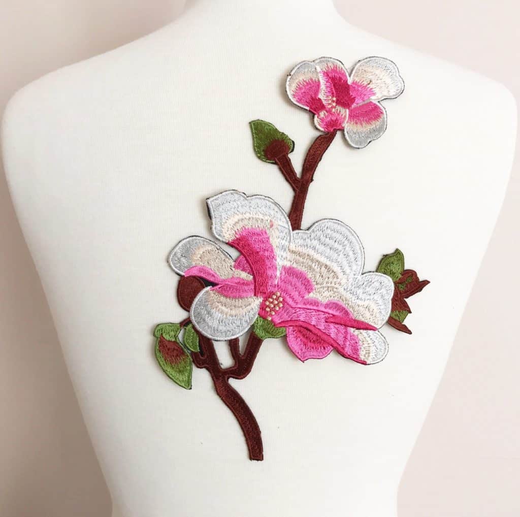Large Floral Branch Embroidered Patch | Shine Trim