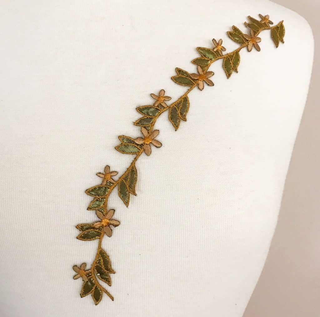 Embroidered Floral Leaf Vine Patch (Iron-On) | Shine Trim