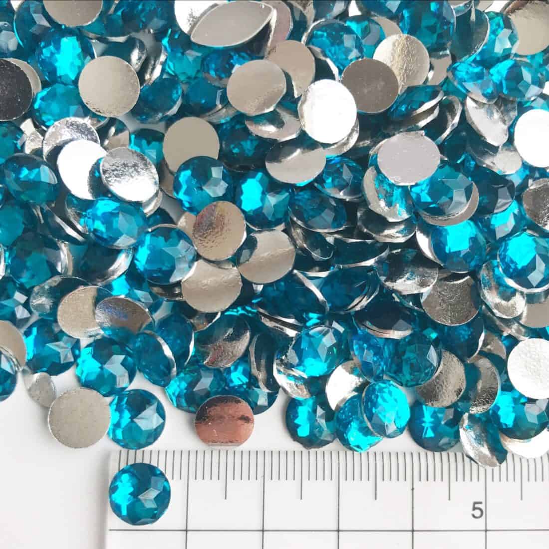 8mm Round Turquoise Acrylic Gem Stones (Pack of 1000) - Shine Trim
