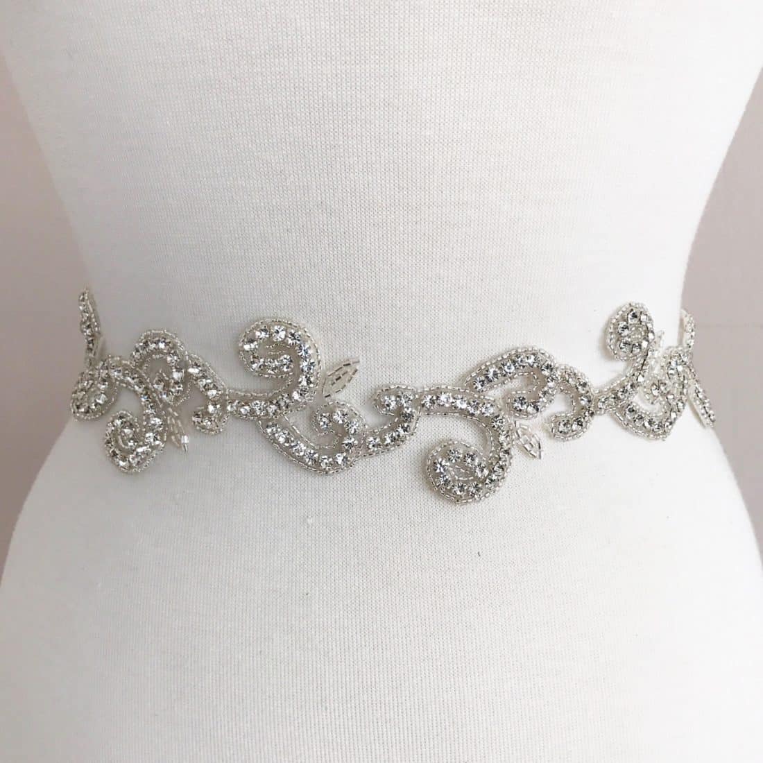 Rose Gold Champagne Peach Chiqui Narrow Rhinestone Trim | Shine Trim