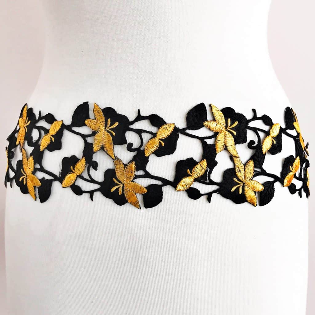 Embroidered Two-Tone Floral Band (Iron-On) - Shine Trim