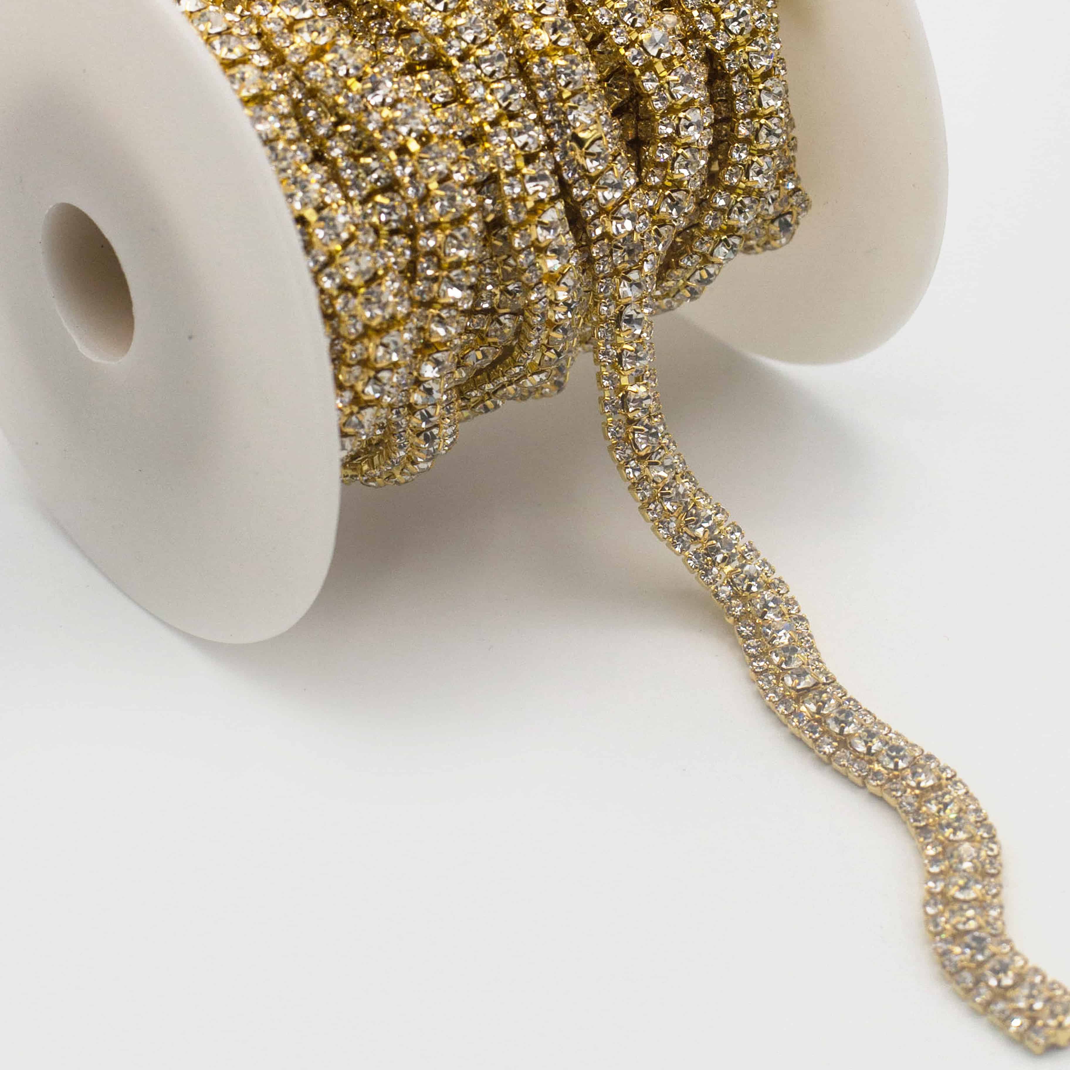 Rhinestone Chain HF3191 Gold | Shine Trim